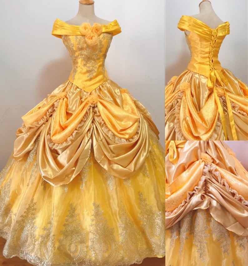 Handmade Cosplay Princess Belle Dress Belle Yellow Dress - Etsy