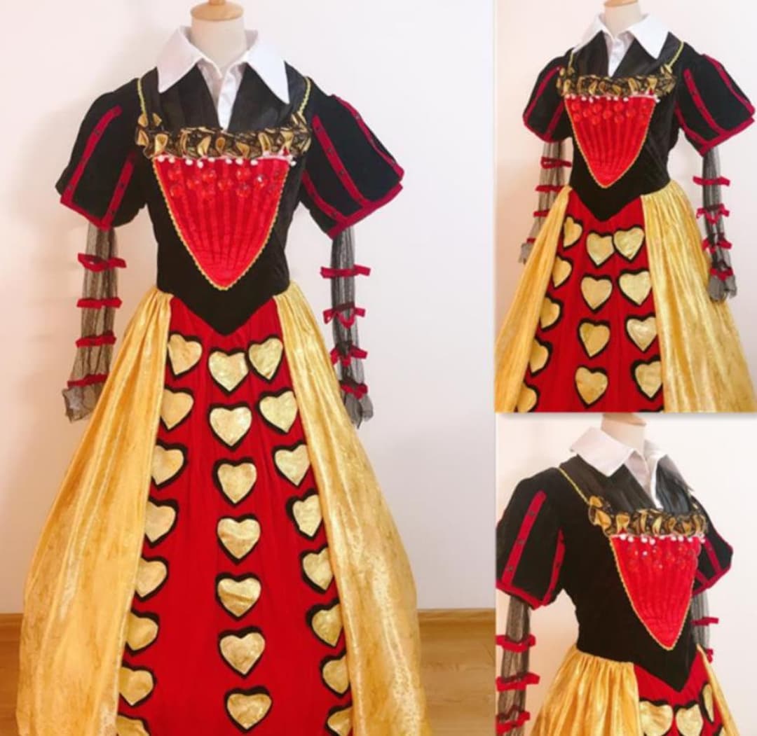 Handmade - Cosplay Alice in Wonderland Queen of Hearts Costume, Red ...