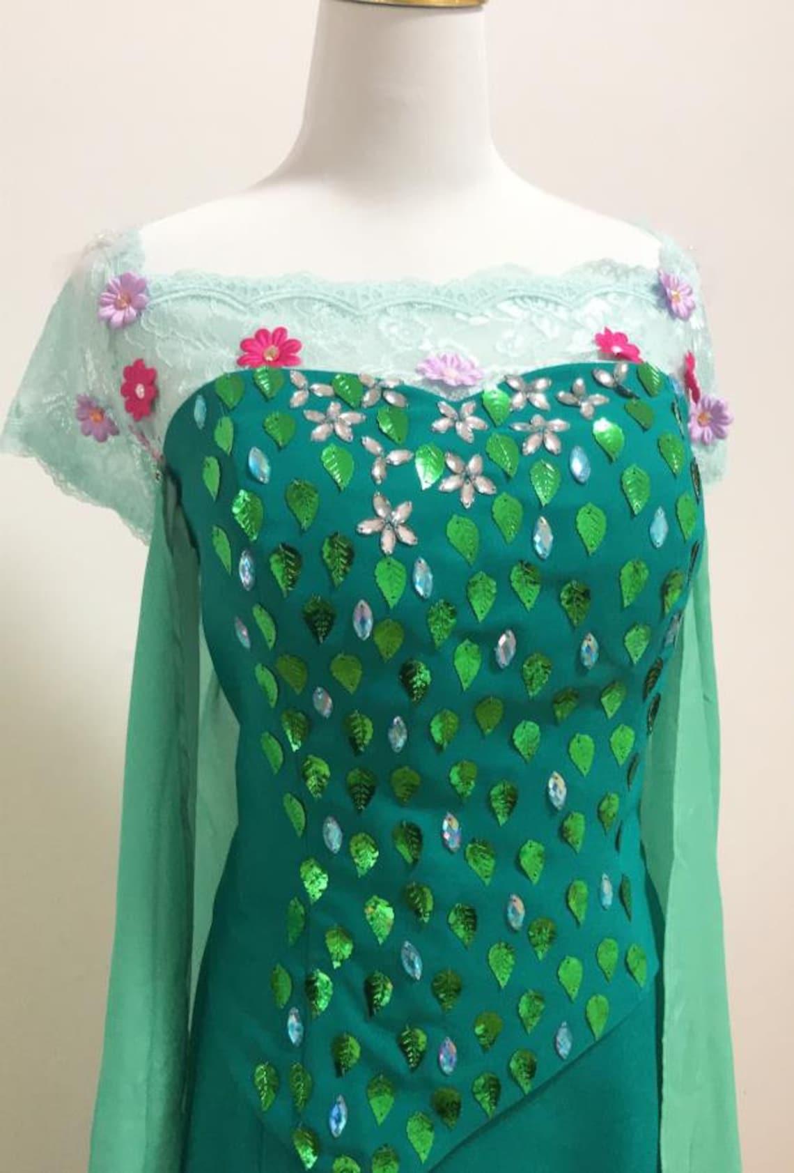 Handmade Cosplay Elsa Green Costume Elsa Green Dress Elsa - Etsy