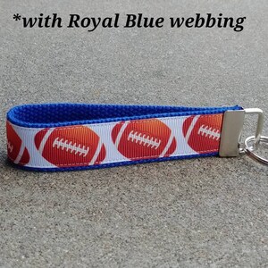 Football Key Fob Wristlet! Team Keychain. Sports Fabric Key Chain ...