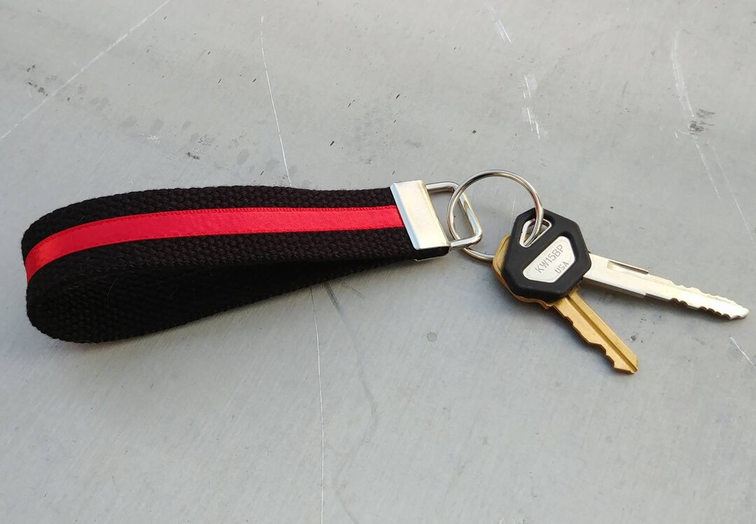 Thin Red Line Firefighter Key Fob Wristlet! Fire Dept Support Ribbon ...