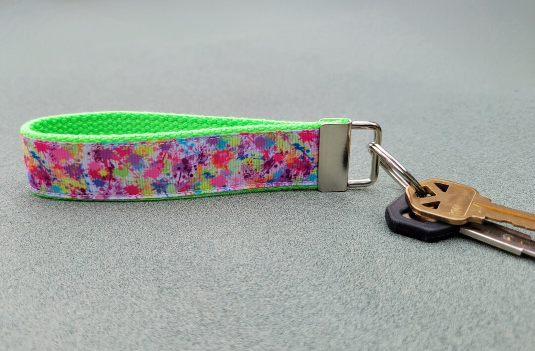 Neon Paint Splatter Key Fob Wristlet! Artist Keychain. Graffiti Art ...