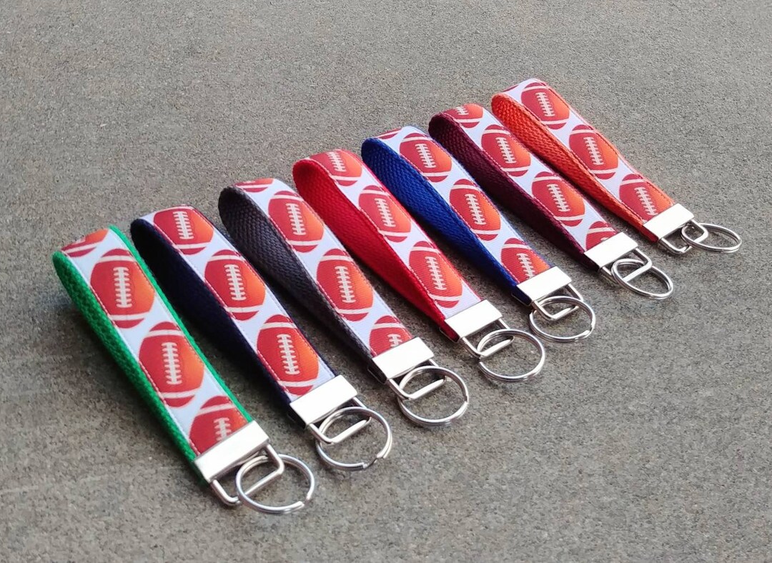 Football Key Fob Wristlet Team Keychain. Sports Fabric Key Chain ...