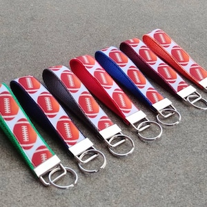 Football Key Fob Wristlet! Team Keychain. Sports Fabric Key Chain ...