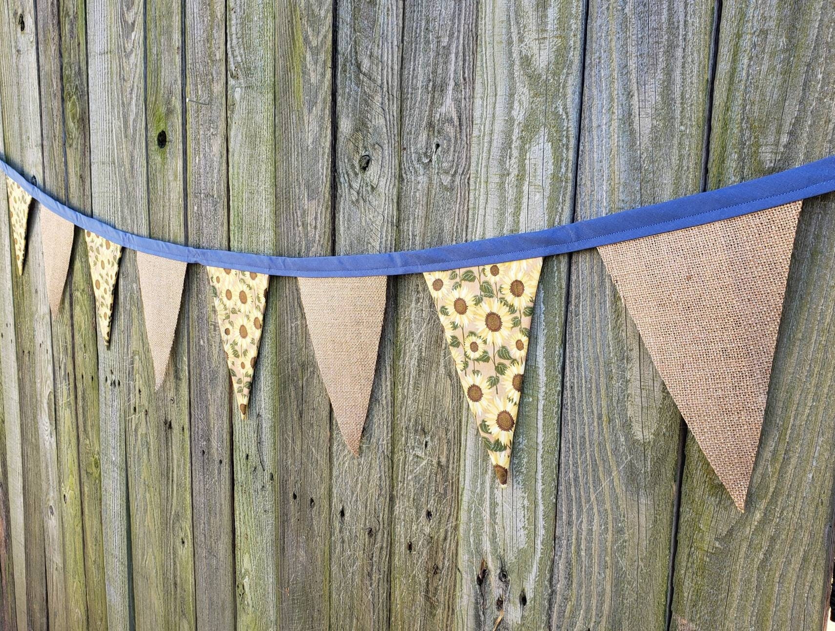 Sunflower Fabric Pennant Banner! Flags Wall Decoration. Burlap Bunting ...