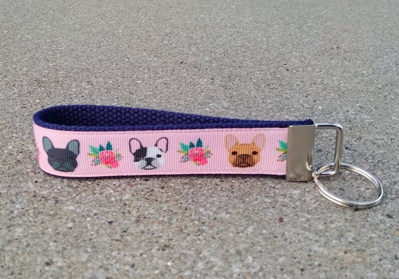 Frenchie Dog Key Fob Wristlet! French Bulldogs Keychain. Frenchy Dogs ...