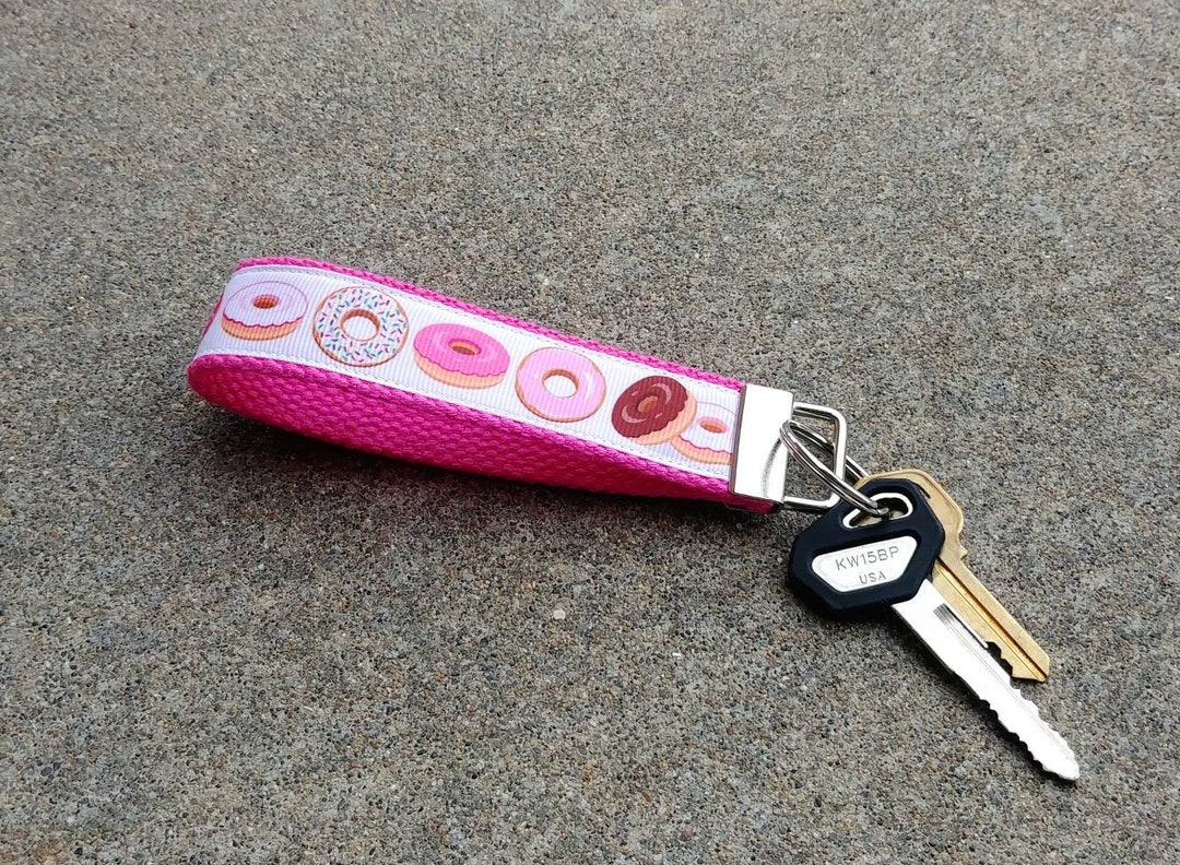 I Donut Care Key Fob Wristlet! Donuts Fabric Ribbon Keychain. Coffee ...