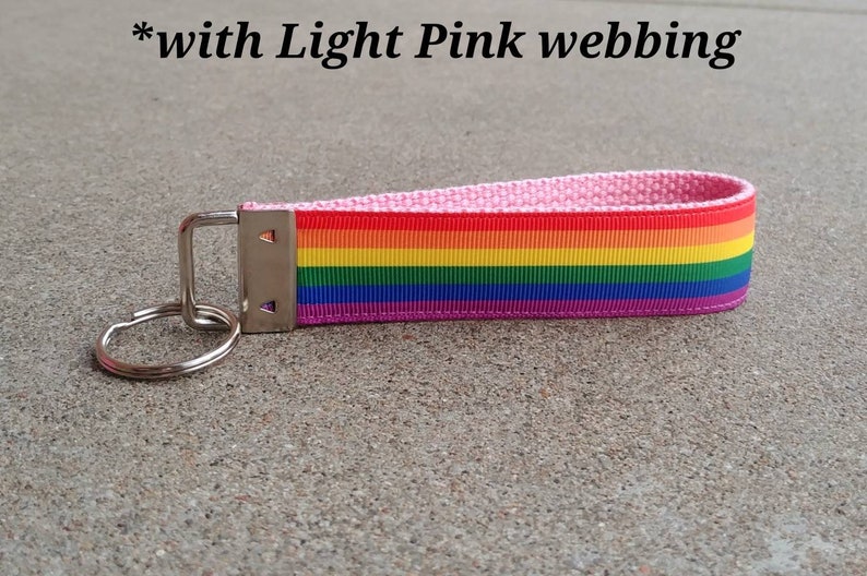 Rainbow Pride Key Fob Wristlet Lgbtq Flag Ribbon Key Chain Etsy