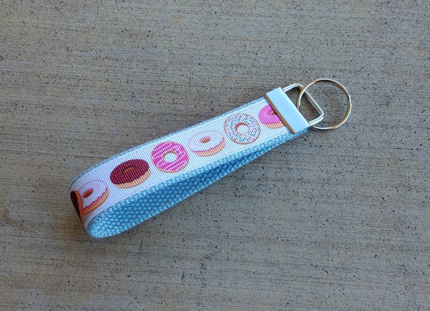 I Donut Care Key Fob Wristlet Donuts Fabric Ribbon Keychain. | Etsy