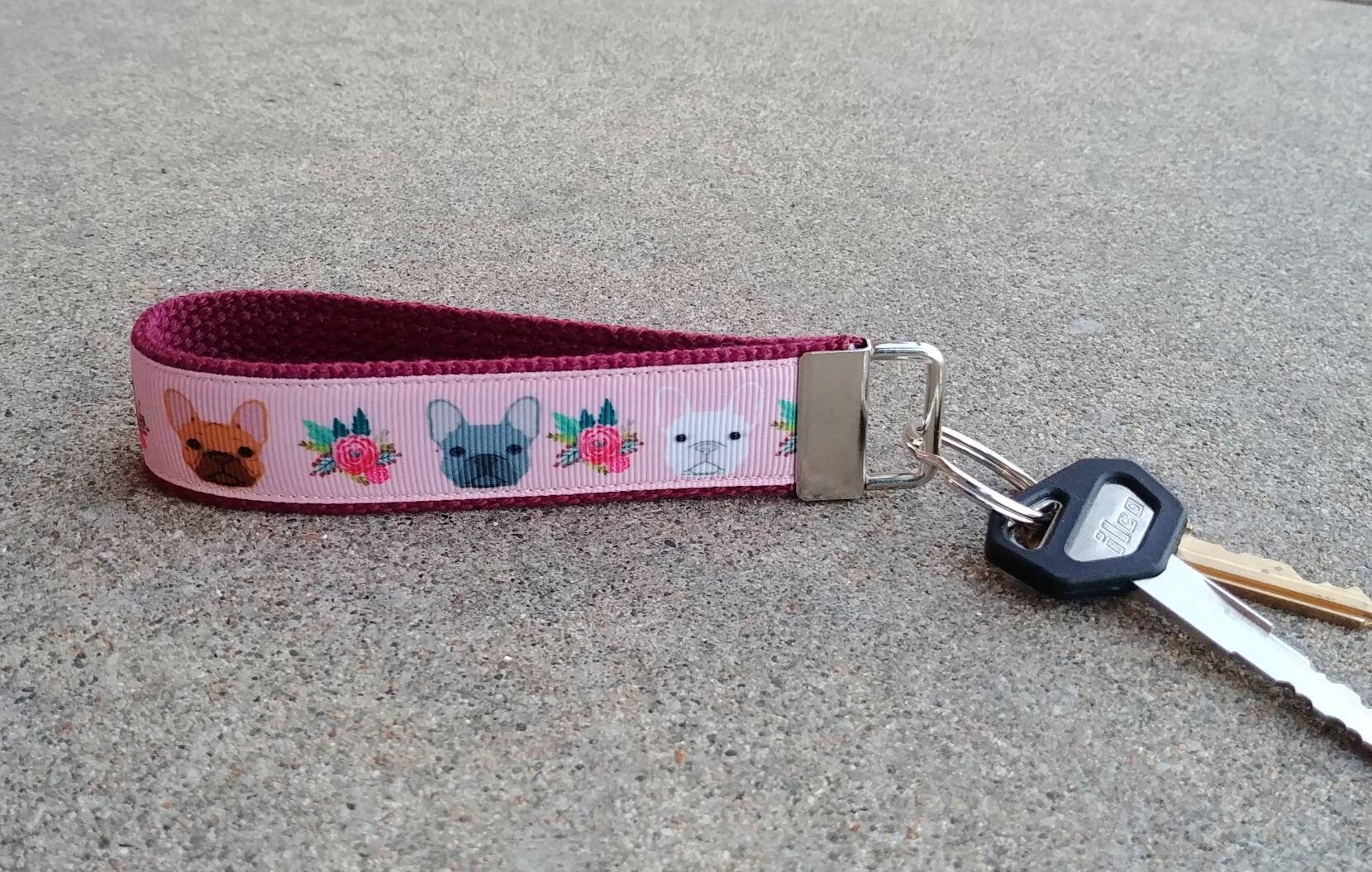 Frenchie Dog Key Fob Wristlet! French Bulldogs Keychain. Frenchy Dogs ...