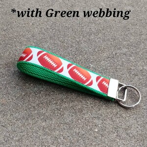 Football Key Fob Wristlet! Team Keychain. Sports Fabric Key Chain ...