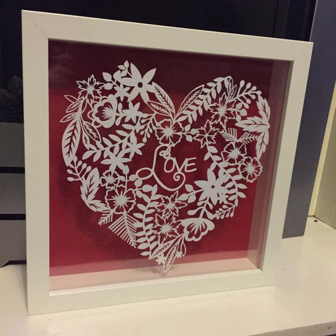 Love Floral Heart Papercut Template - Personal and Commercial Use - Etsy