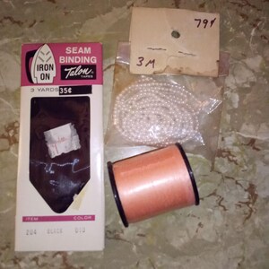 Vintage Sewing Notions / Talon Black Seam Binding / Tiny Faux Pearl ...