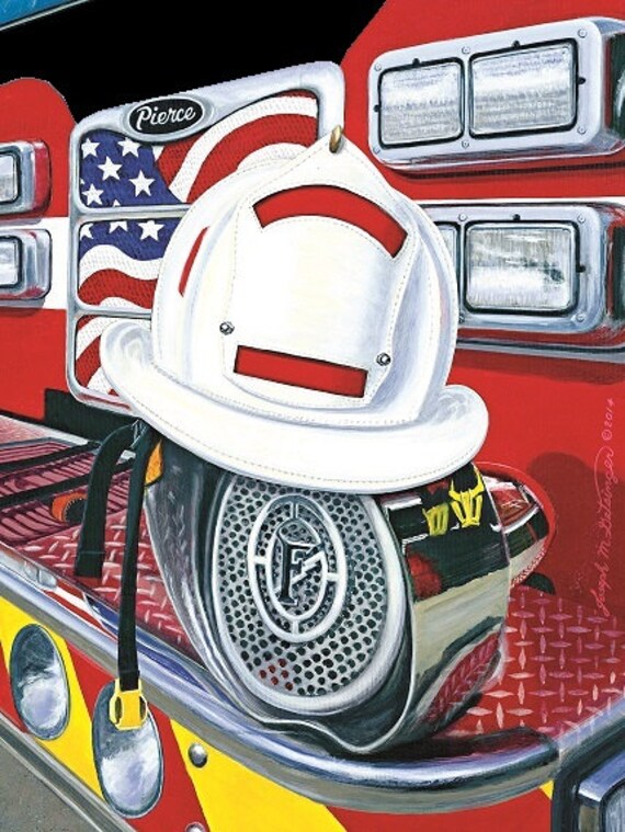 FIRE HELMET II White Print Personalized | Etsy