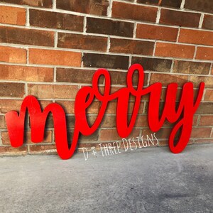 Large Merry Wooden Sign (choose Stain or Paint Color), Rustic Farmhouse ...
