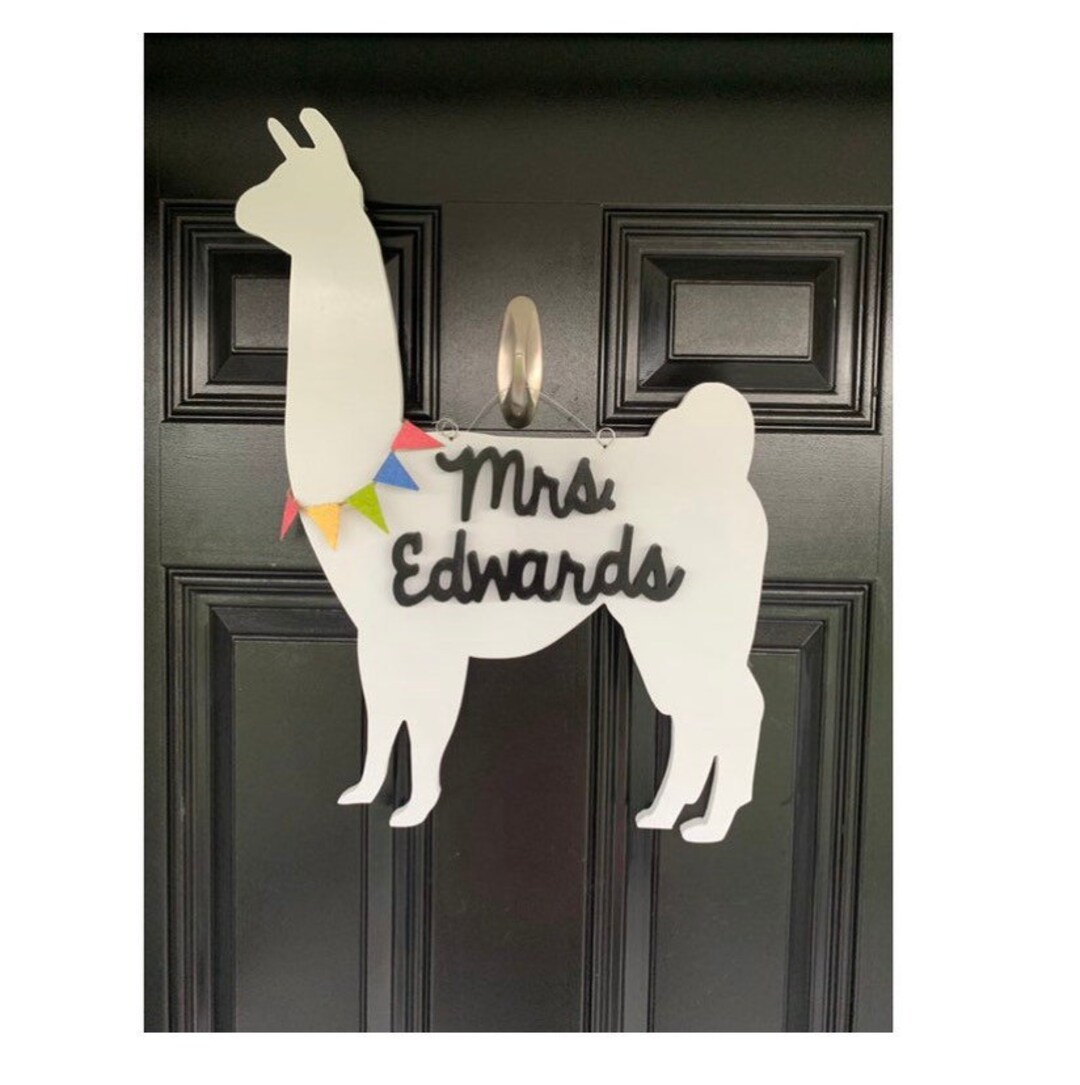 Llama Wooden Decor // Door Hanger // Llama Wreath // Llama Lover ...