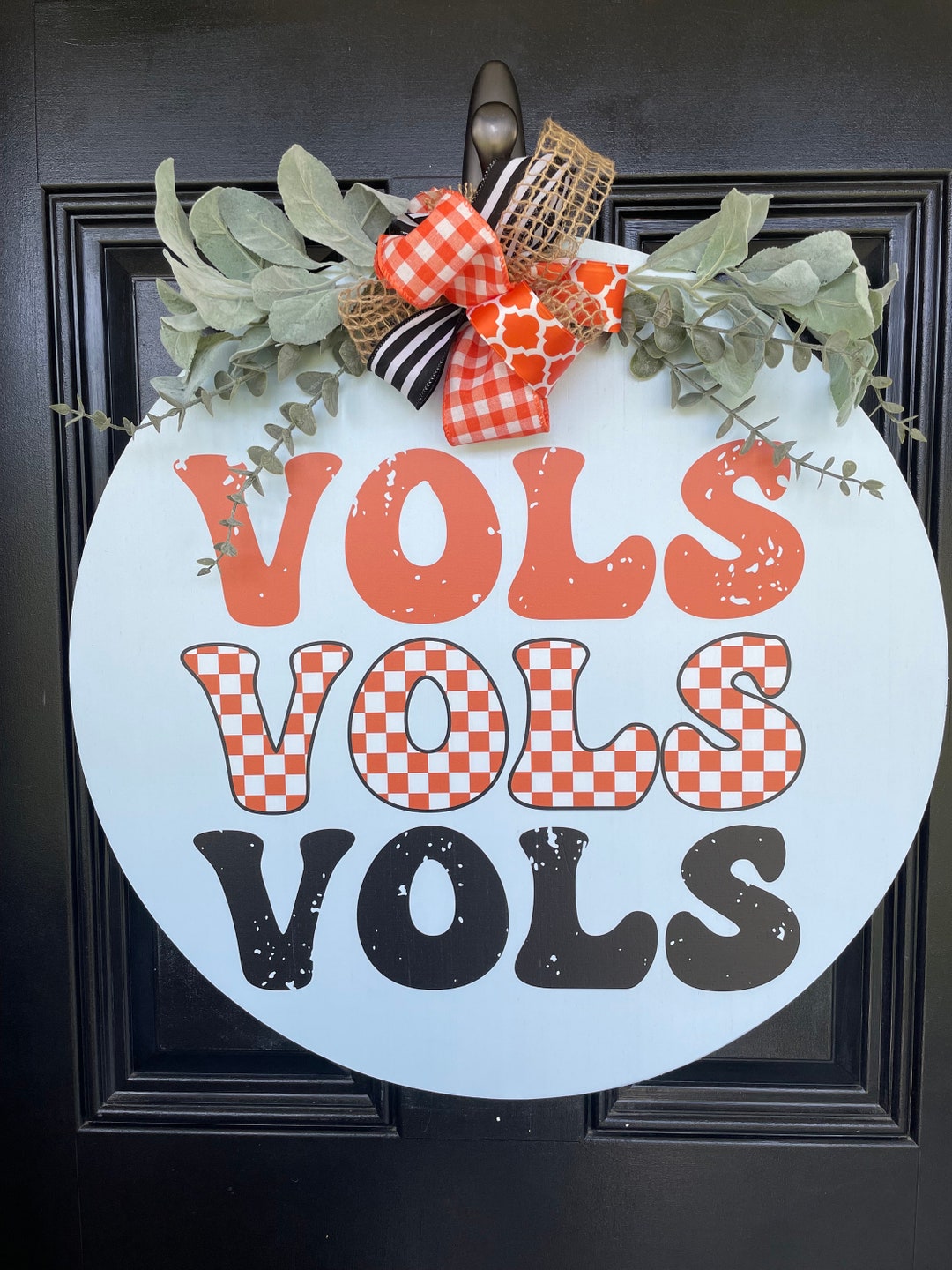 TN Rocky Top Orange & White Home Tennessee Vols Football Wooden Door ...