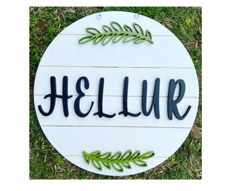 Welcome Southern Farmhouse Wooden Door Hanger Sign Sunflower - Etsy