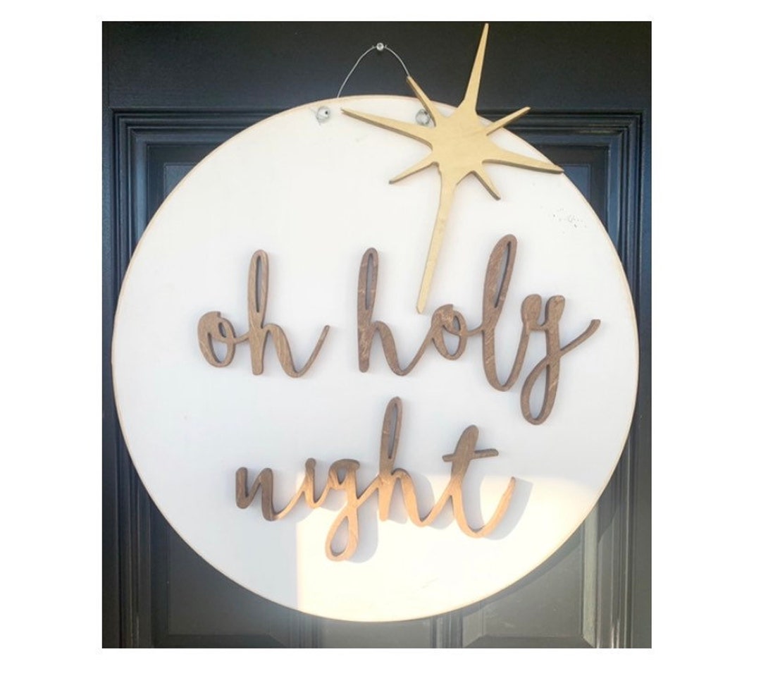 Oh Holy Night Farmhouse Door Hanger + Wooden Door Hanger // Christ is ...