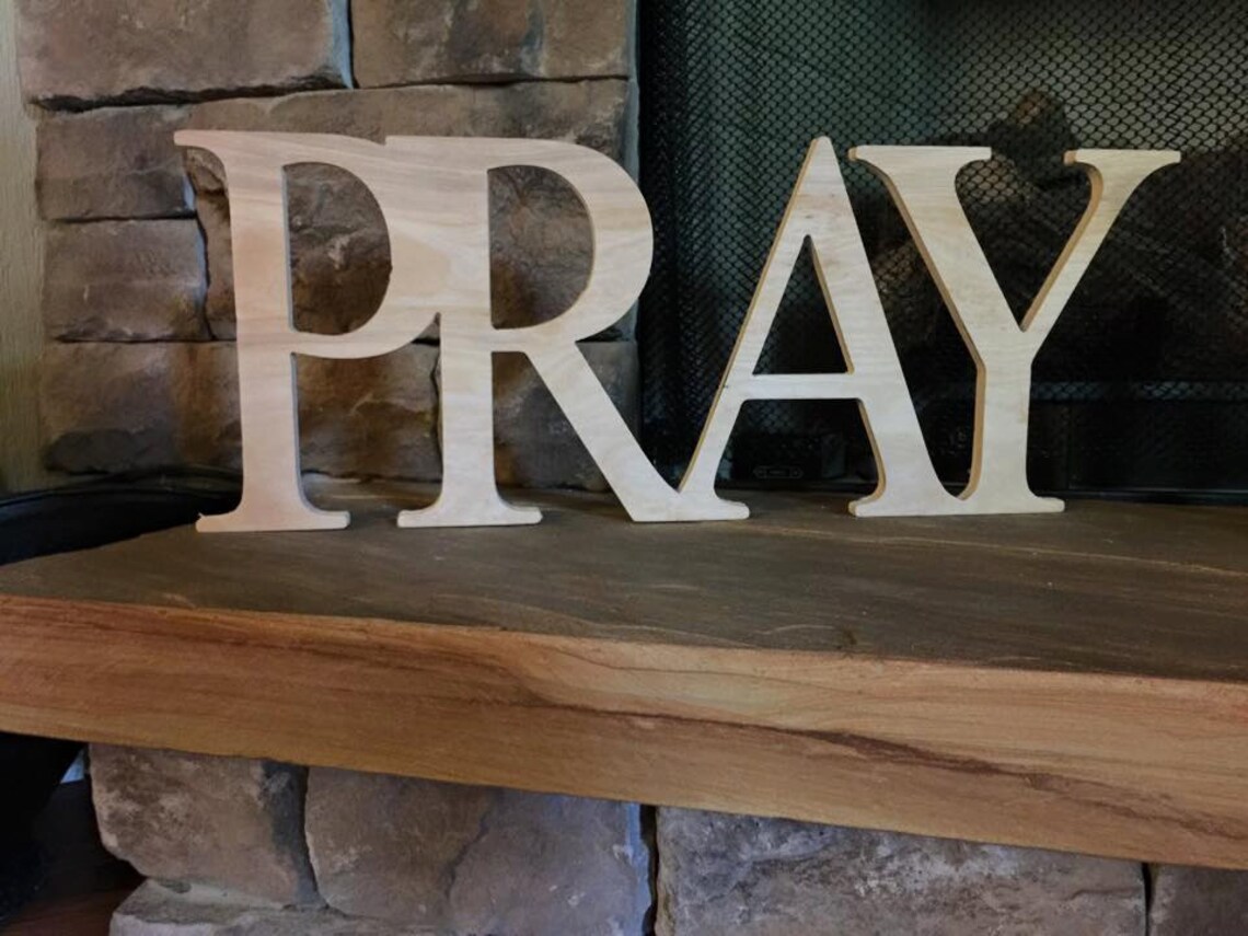 Pray Sign Wooden Letters Home Decor Wooden Phrase Shelf - Etsy