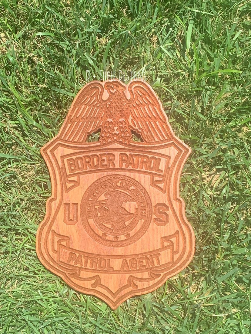 US Border Patrol Carved Wooden Badge // Border Patrol Agent // | Etsy