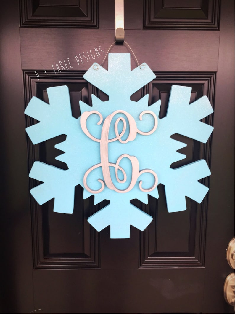 Sparkling Monogram Snowflake Door Hanger / Winter Wreath / - Etsy