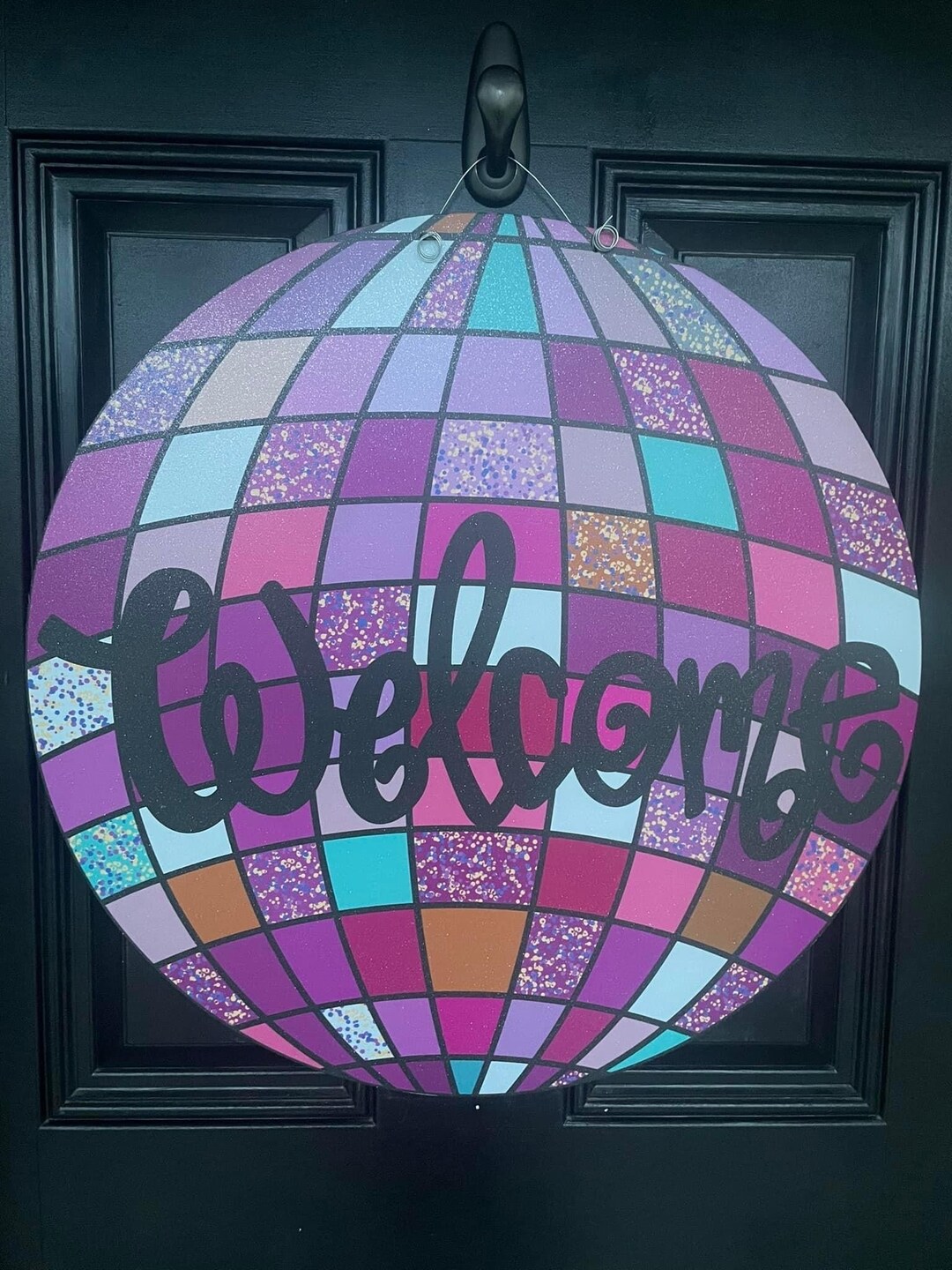 Retro Disco Ball Sign // Hippy Sparkly Sign New YEARS Celebration ...