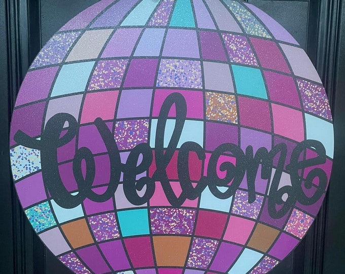 Retro Disco Ball Sign // Hippy Sparkly Sign New YEARS Celebration ...