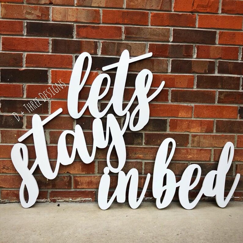 Lets Stay in Bed Wooden Sign // Bedroom Sign // Bedroom Decor - Etsy