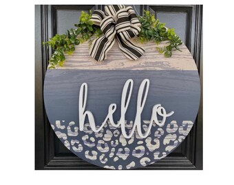 Hello Southern Farmhouse Wooden Door Hanger Sign | Etsy