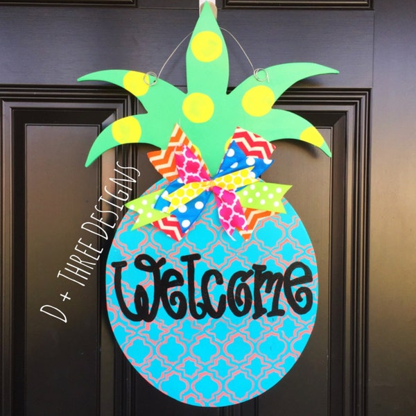 Pineapple Monogram Door Hanger - Etsy