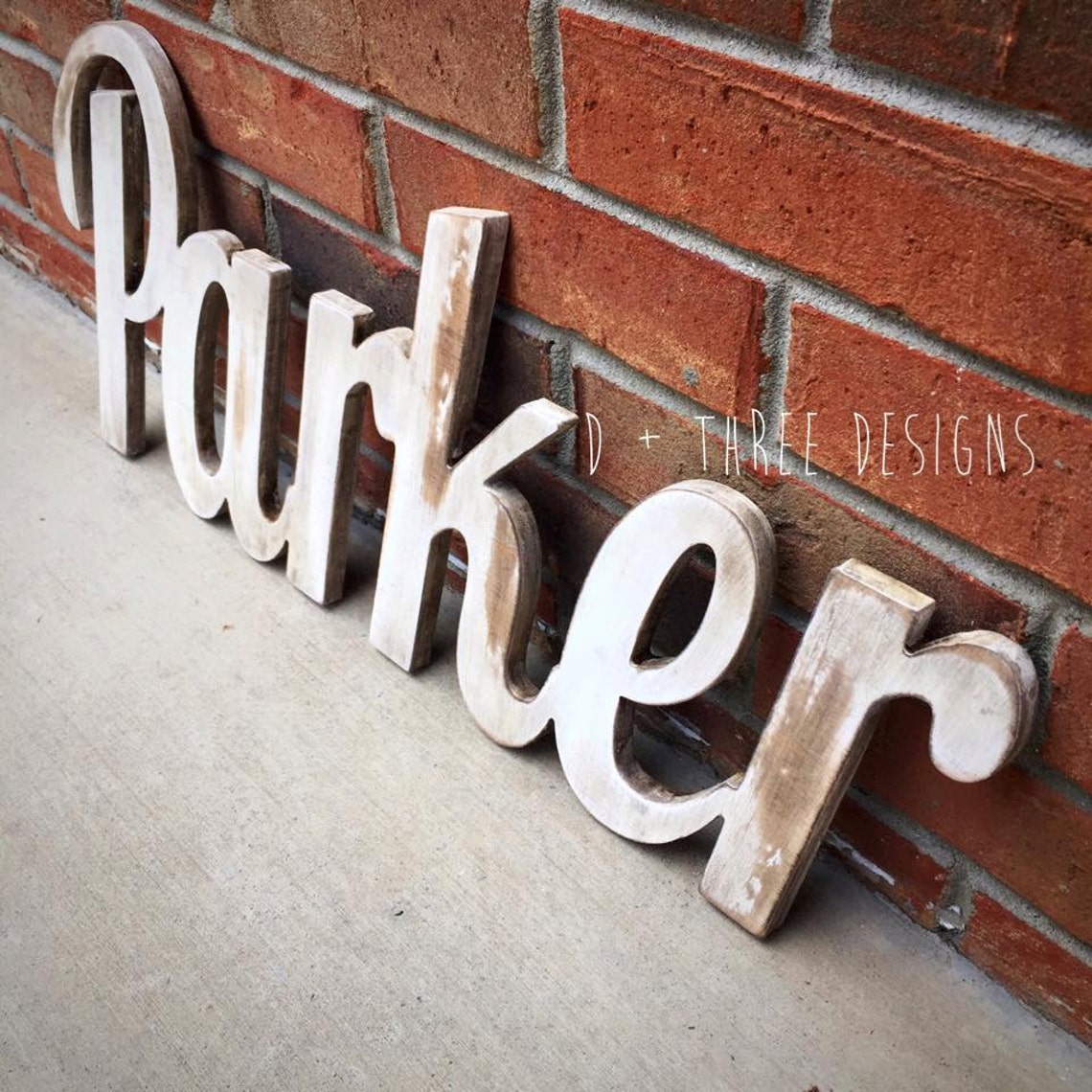 Distressed Rustic Painted Script Wall Name / Nursery Decor / | Etsy