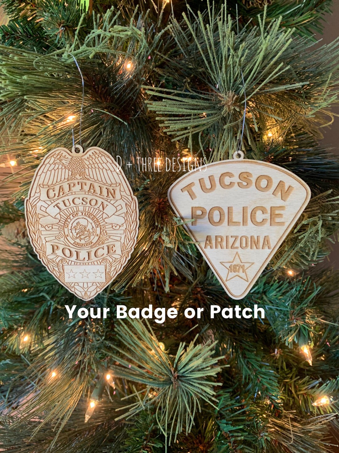 Tucson Police Department Personalized Police Badge Ornament or Tucson ...