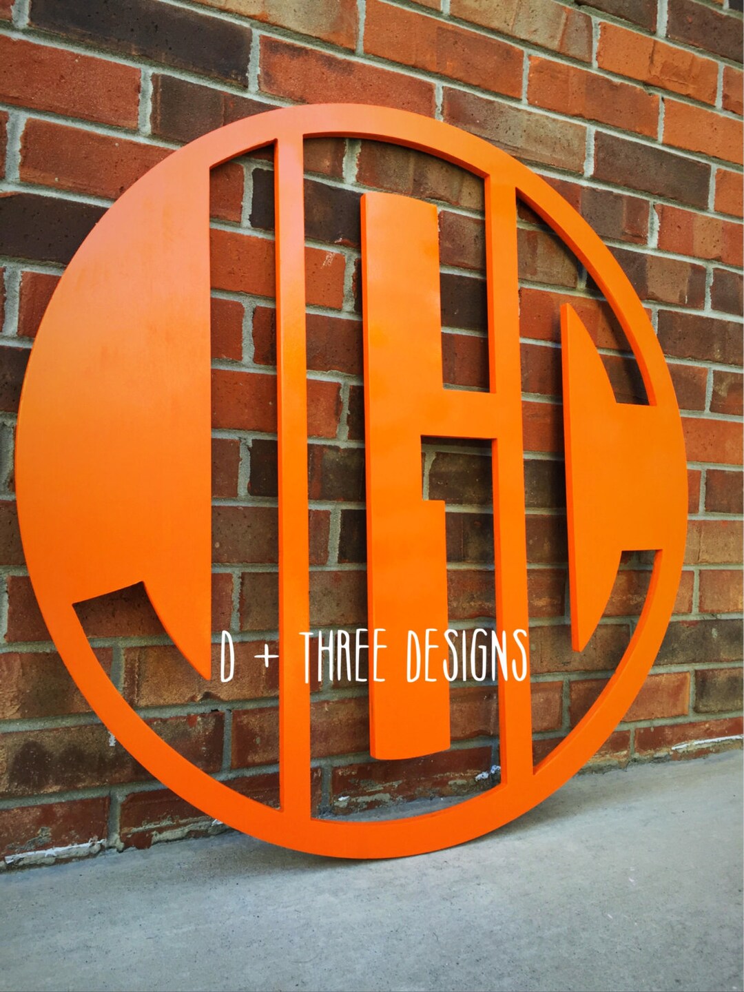 36" Inch Painted Wooden Circle Monogram Reverse Cut Out Painted, Wooden ...