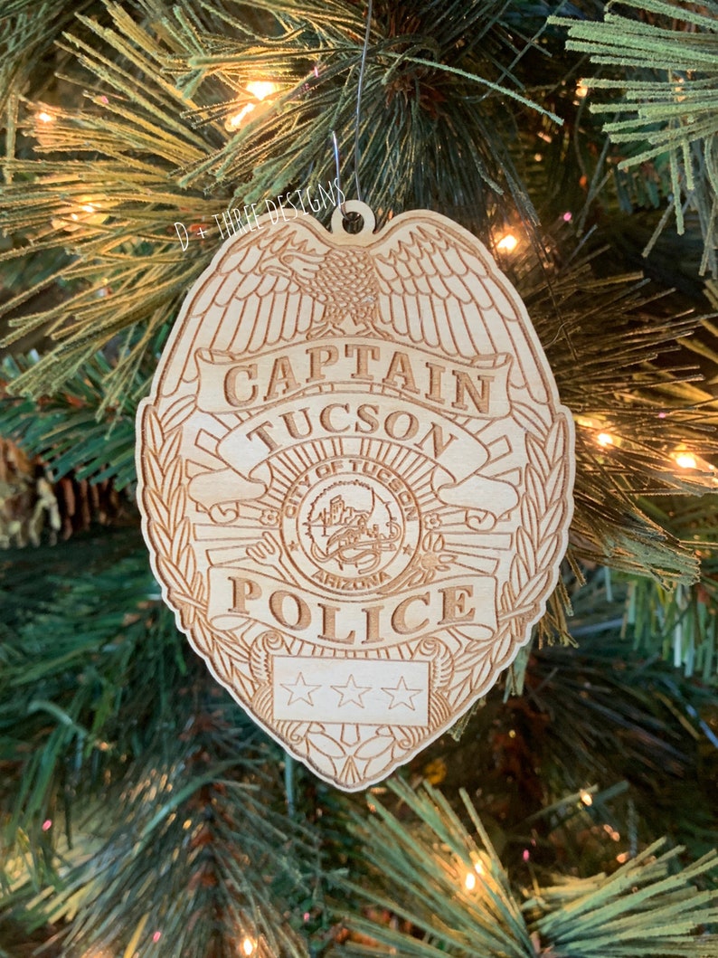 Tucson Police Department Personalized Police Badge Ornament or Tucson ...