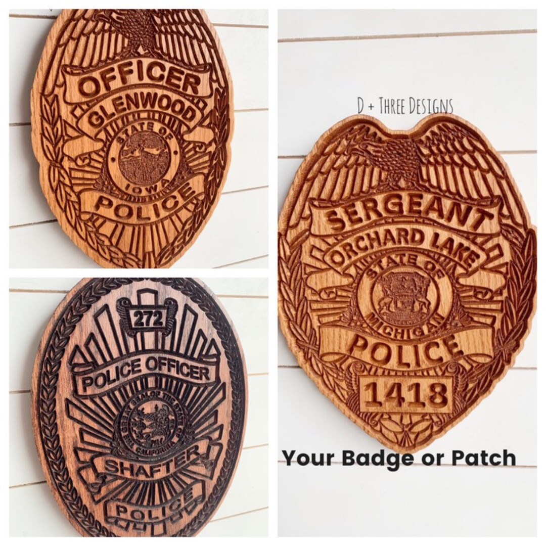Wooden Police Badge Custom Police Badge Police Patch Police Retirement ...