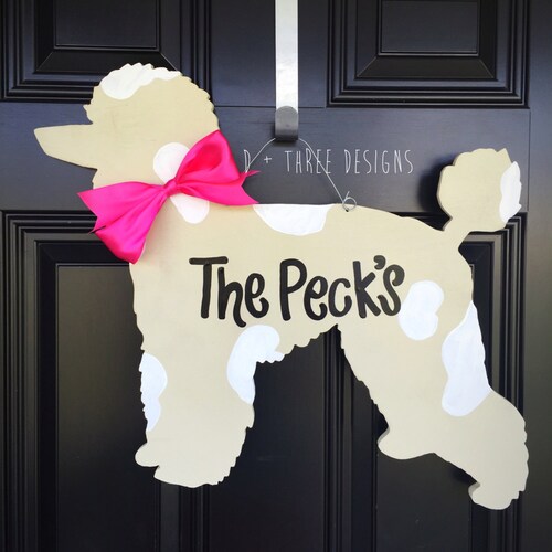 Dog Poodle Wooden Decor // Door Hanger // Dog Wreath // Dog - Etsy