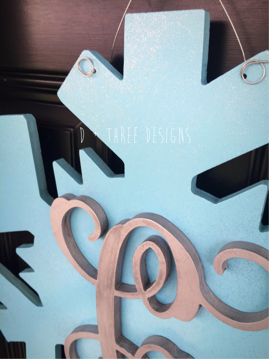Sparkling Monogram Snowflake Door Hanger / Winter Wreath / Painted ...
