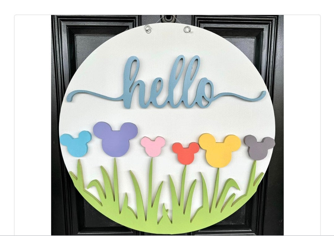 Spring Door Hanger Door Sign Colorful Spring Sign Wooden Door Hanger ...
