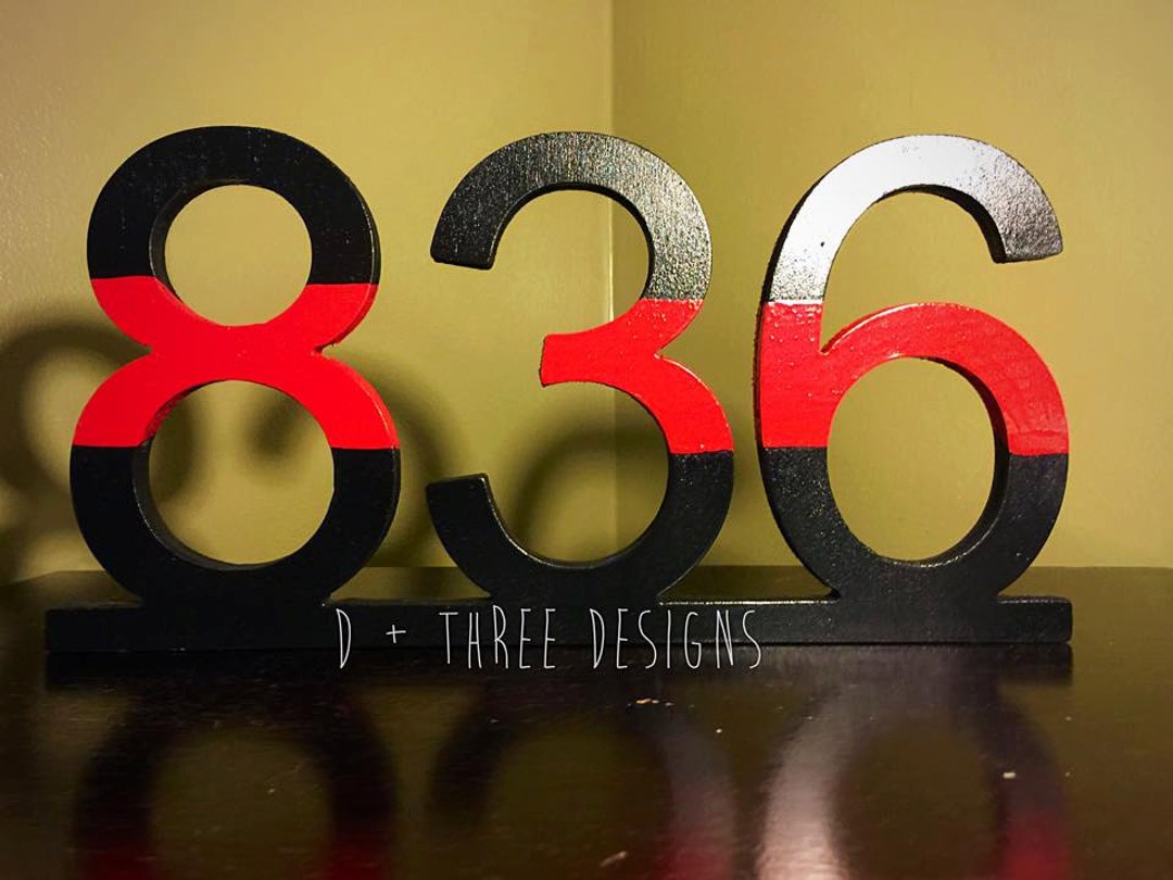 Firefighter Thin Red Line Wooden Badge Number Decor - Etsy