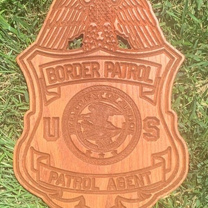 US Border Patrol Carved Wooden Badge // Border Patrol Agent // Wooden ...
