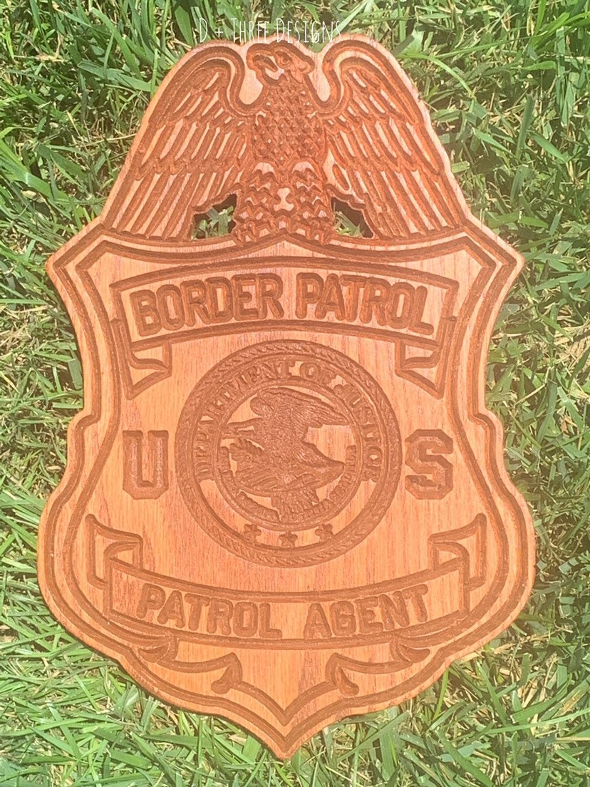 US Border Patrol Carved Wooden Badge // Border Patrol Agent // | Etsy