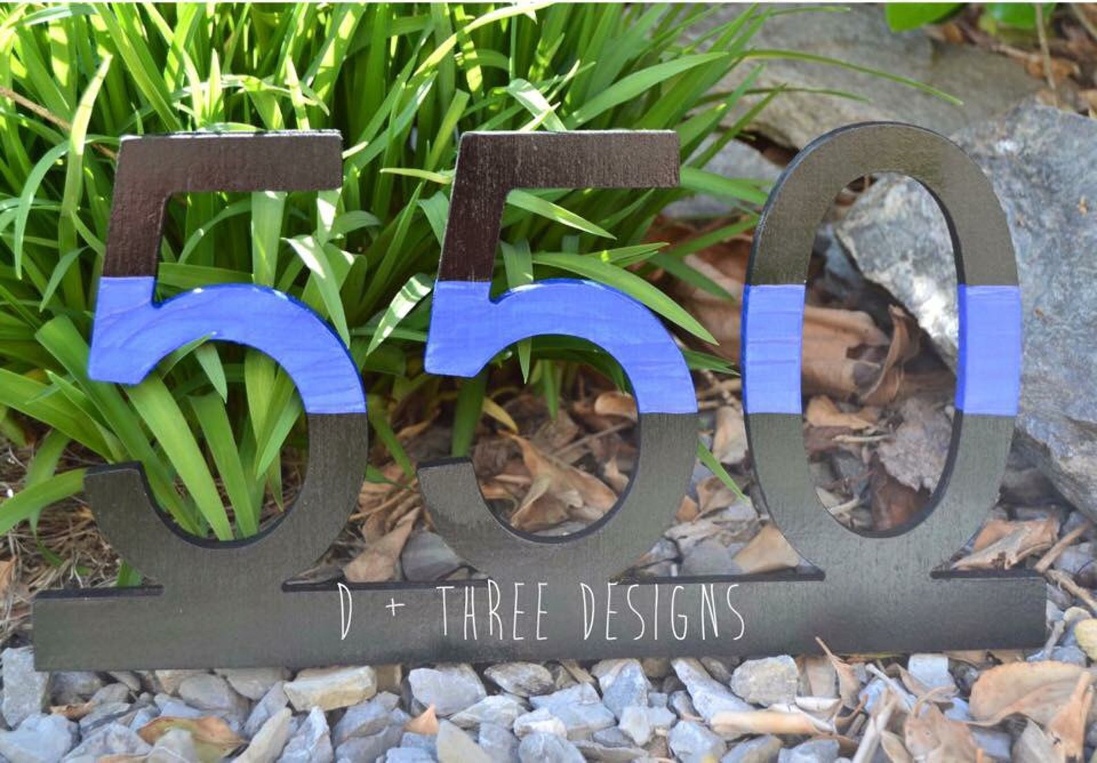 Police Officer Thin Blue Line Wooden Badge Number Decor - Etsy