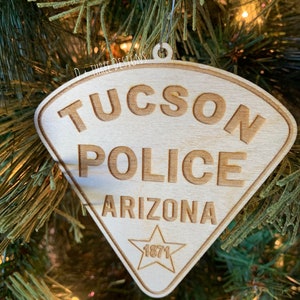 Tucson Police Department Personalized Police Badge Ornament or Tucson ...