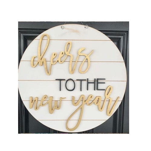 New YEARS Celebration Wooden Door Hanger / WINTER Door Sign / | Etsy
