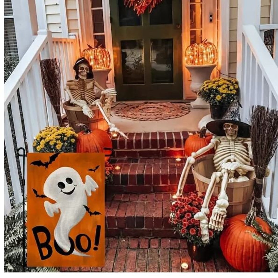 Boo Garden Flag Boo Yard Flag Ghost Flag Cute Halloween Decor Halloween ...