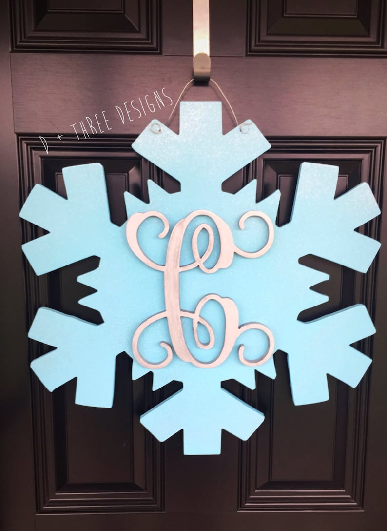 Sparkling Monogram Snowflake Door Hanger / Winter Wreath / Painted ...