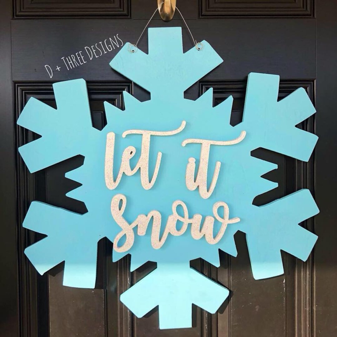 Sparkling Snowflake Door Hanger / Winter Wreath / Painted Wooden ...
