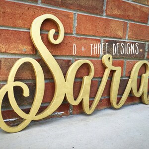 Large Painted Script Connected Wood Wall Name / Nursery Decor - Etsy