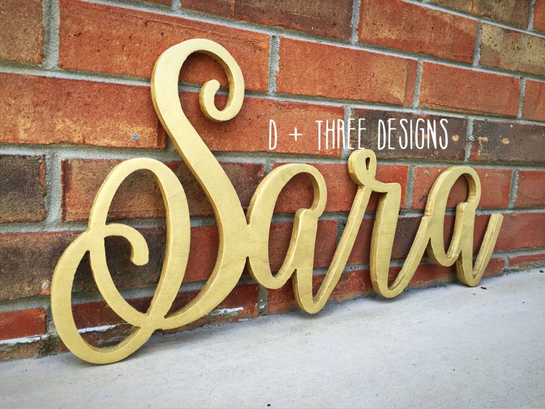 Large Painted Script Connected Wood Wall Name / Nursery Decor | Etsy